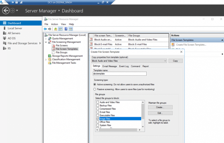 Manage File Server In Windows Server 2019 Using FSRM