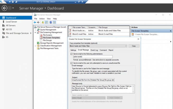 Manage File Server In Windows Server 2019 Using FSRM